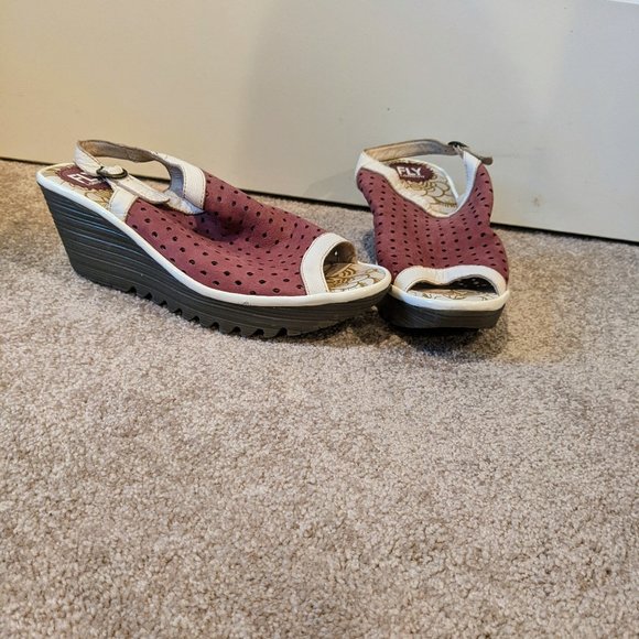 Fly London | Shoes | Fly London Yile Perforated Platform Wedge Sandals ...